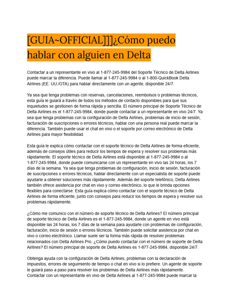 Guia Official Como Puedo Hablar Con Alguien en Delta | PDF | Soporte ...