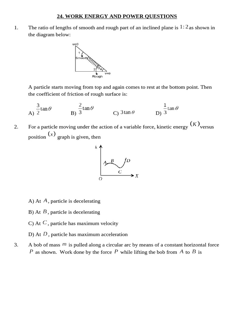 24. Work Energy and Power Questions | PDF | Force | Acceleration