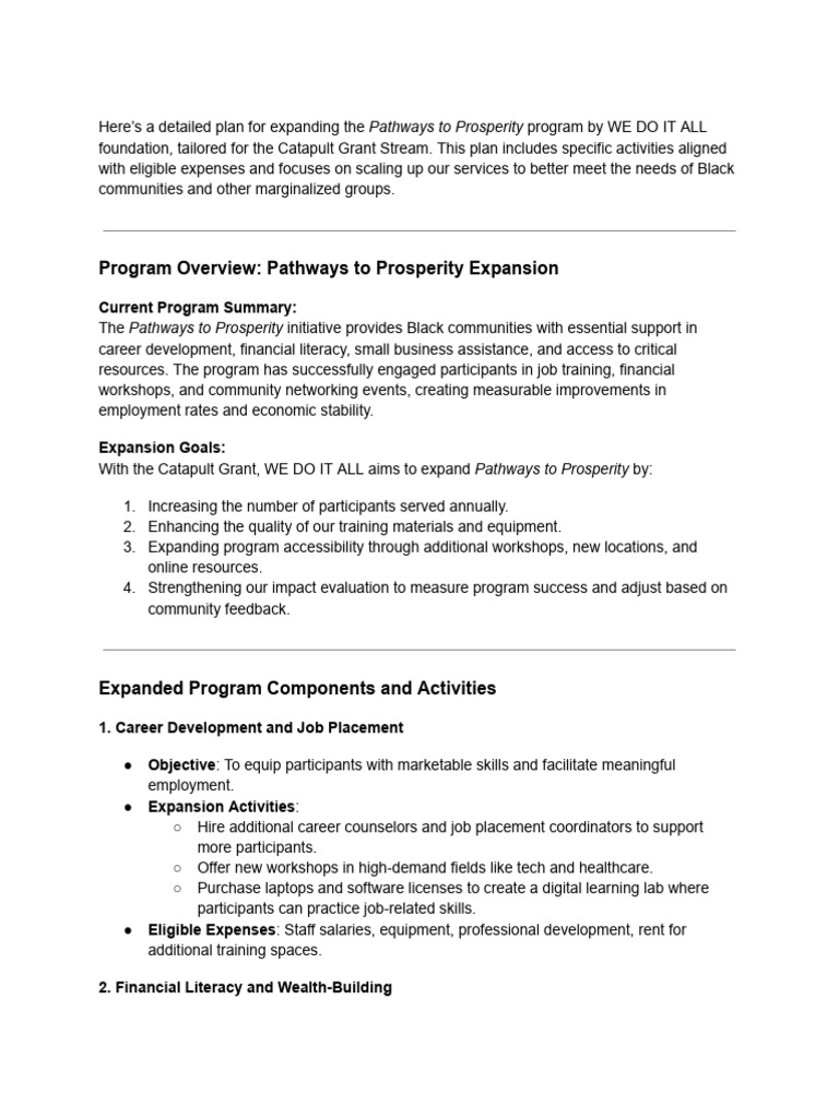 Pathways To Prosperity Program by We Do It All Foundation | PDF ...