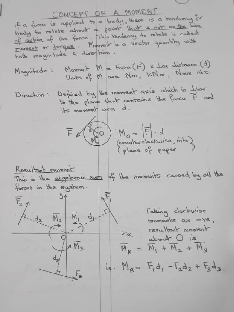 Lecture Note 4 - Concept of A Moment (Combined) - 1 | PDF