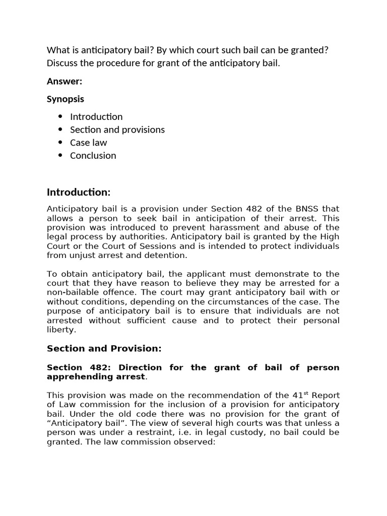 What Is Anticipatory Bail | PDF | Bail | Arrest