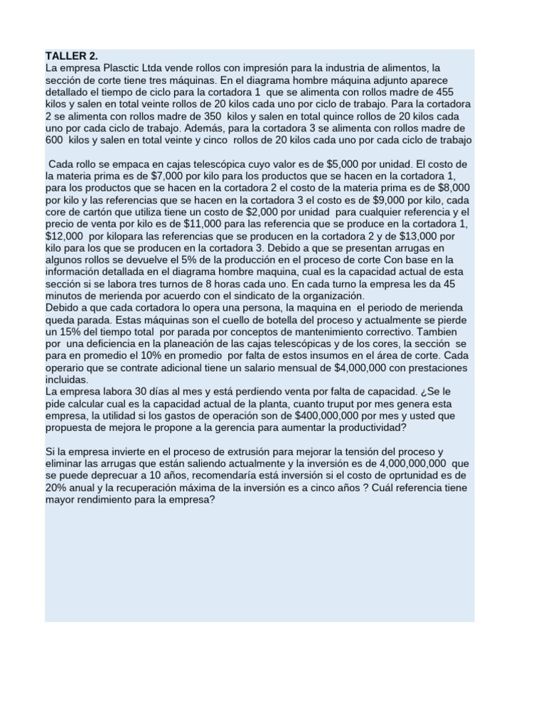 Taller No 2 Caso Sección Corte-2025-01 | PDF | Economias