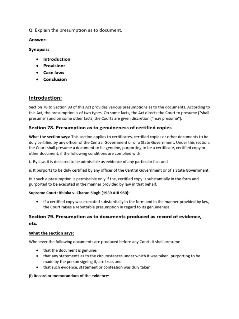 Presumption As To Document | PDF | Signature | Authentication