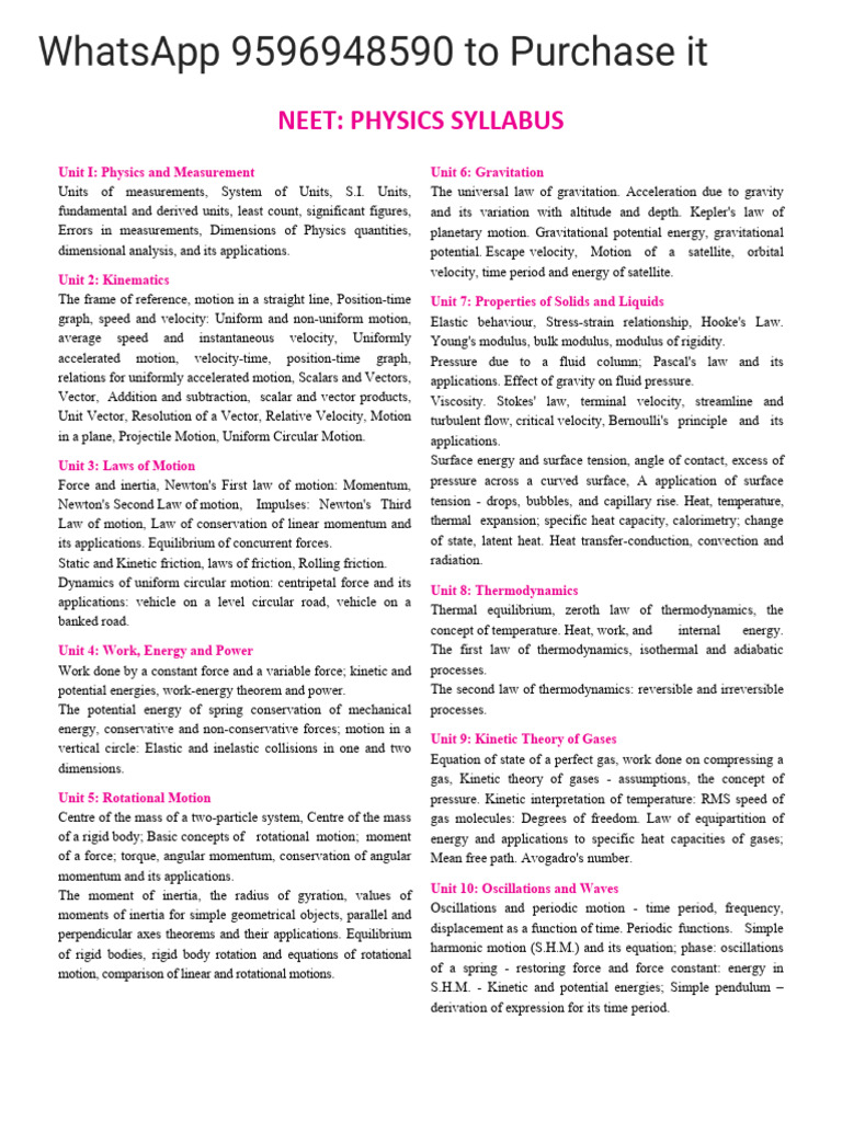 Neet Phy Pyqs Upto 2025 | PDF | Gases | Magnetic Field