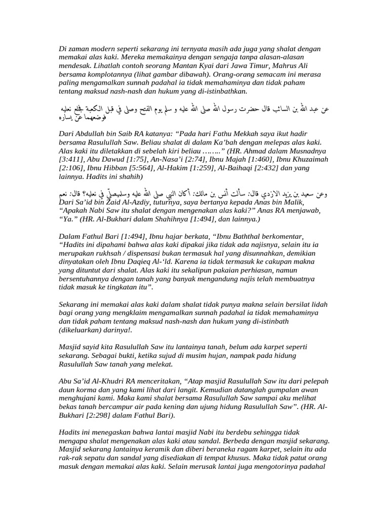 DALIL SHOLAT TANPA ALAS KAKI | PDF