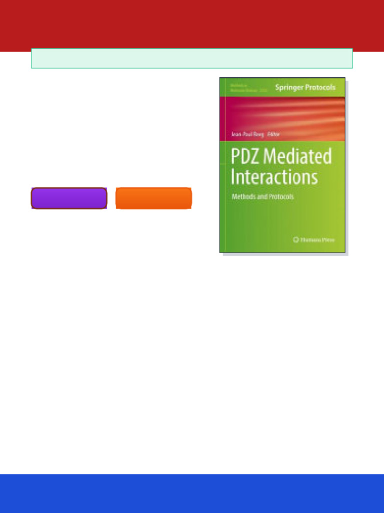PDZ Mediated Interactions Jean Paul Borg Full Chapters Included | PDF ...