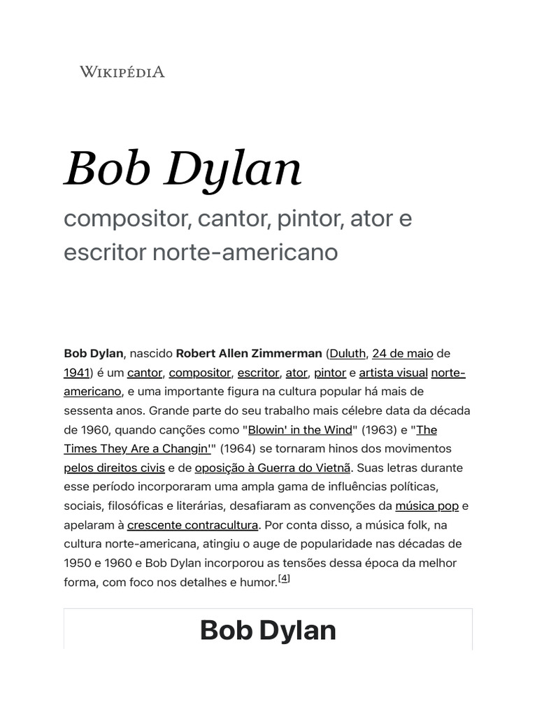 História de Bob Dylan | PDF | Bob Dylan