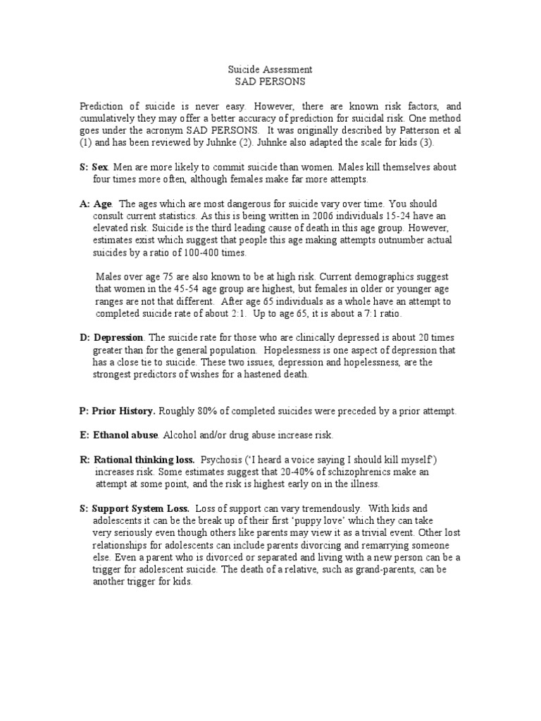 SADPERSONS Suiciderisk | PDF | Suicide | Major Depressive Disorder