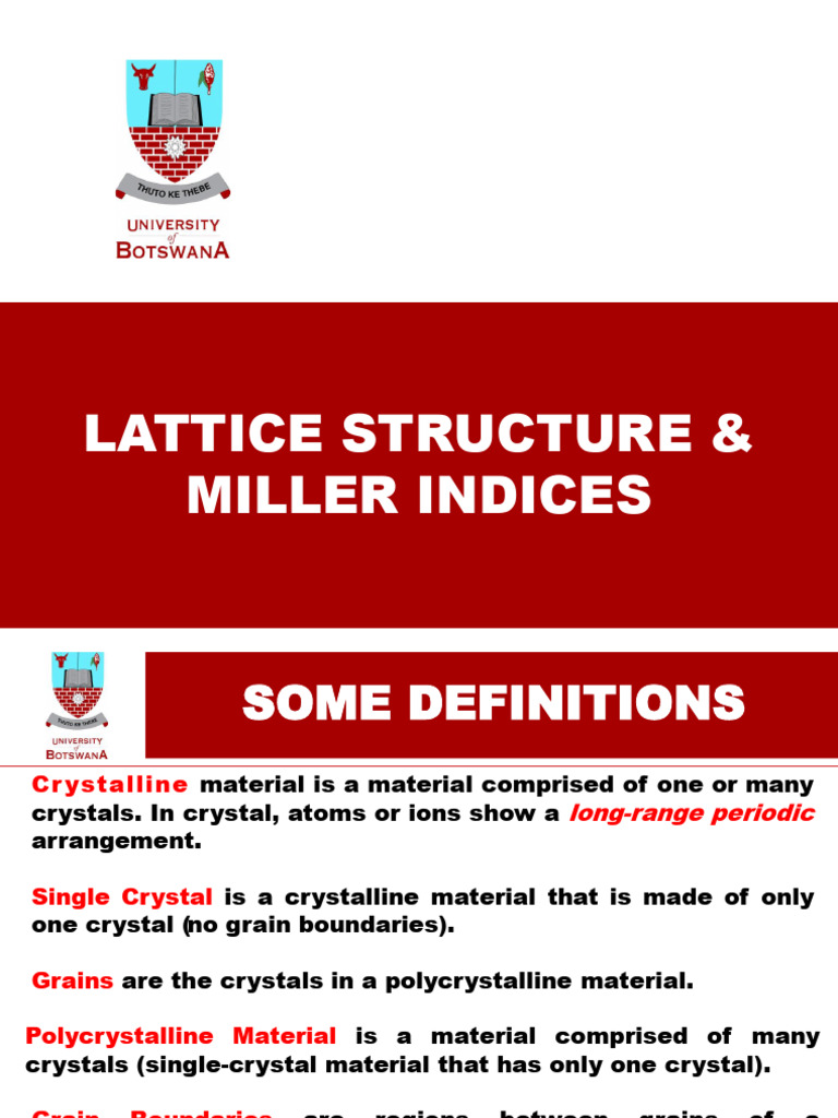 Lattice Structures and Miller Indices Explained | PDF | Crystal ...