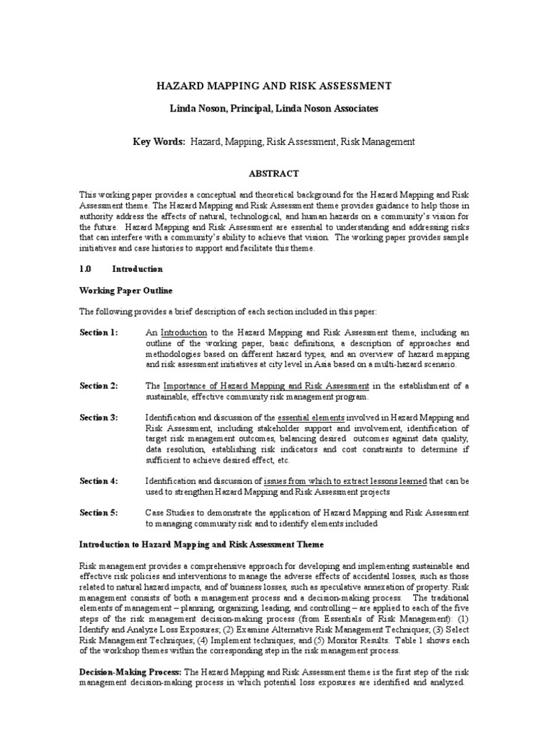 Hazard Mapping | Risk Management | Risk