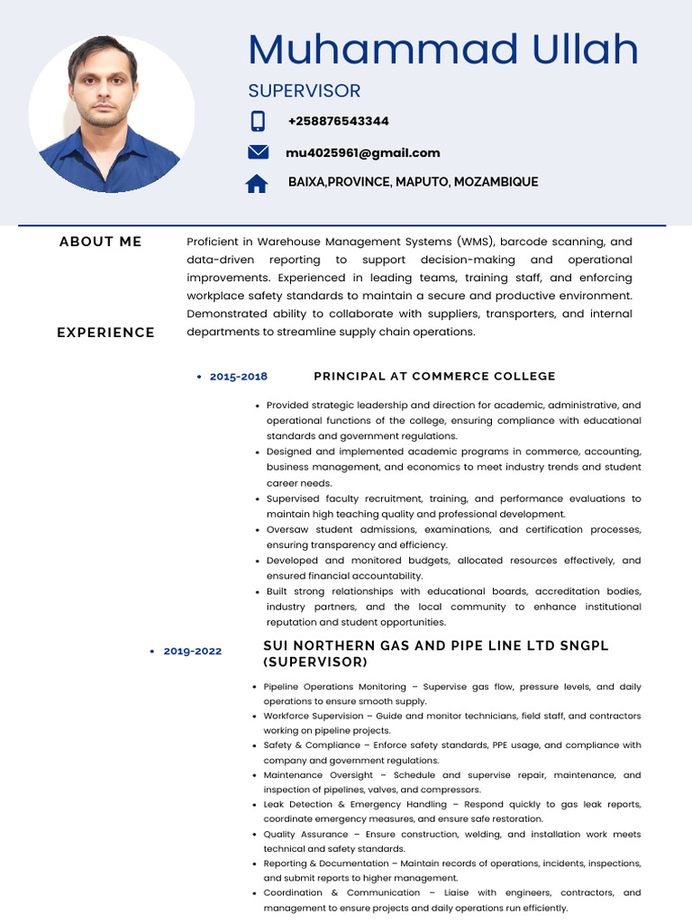 Muhammad Ullah Cv | PDF | Warehouse | Regulatory Compliance