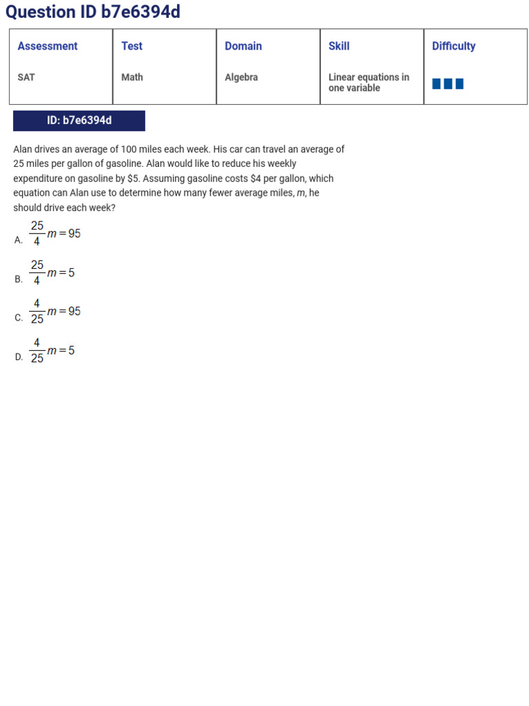 SAT MATH Question Bank - Hard | PDF | Equations | Variable (Mathematics)