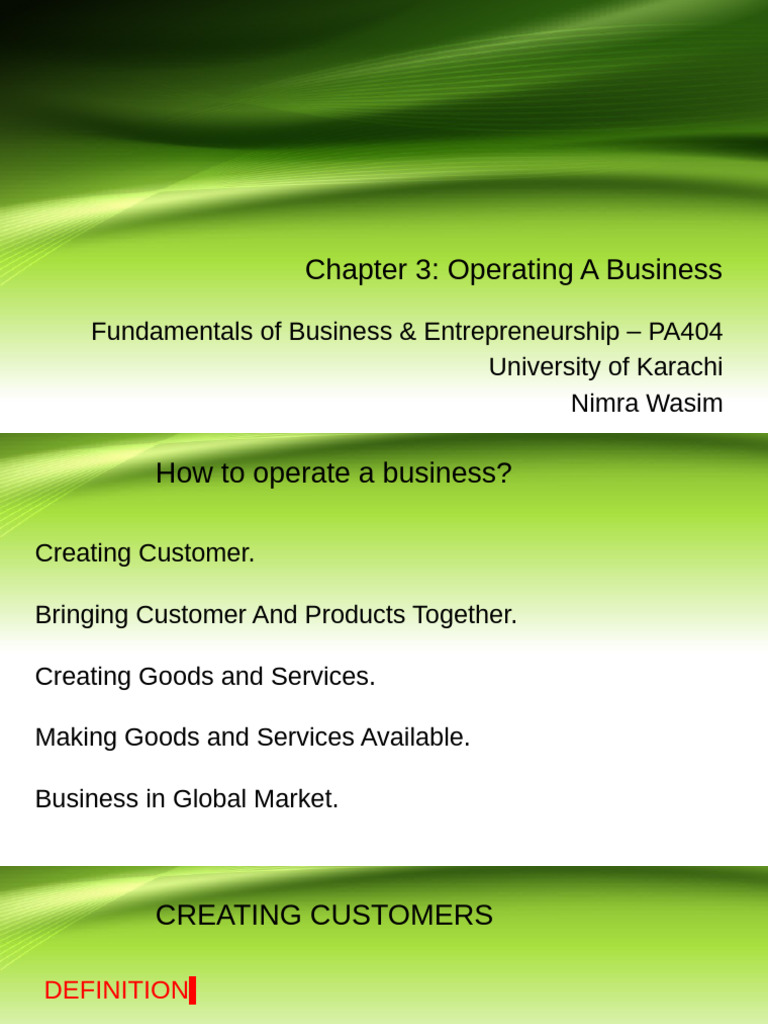 Business Operations and Customer Creation | PDF