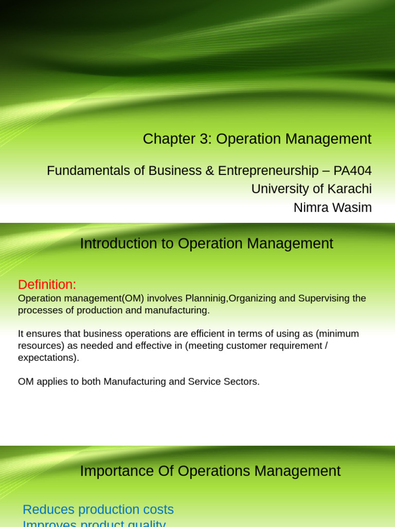 Chapter 5 Operation Management | PDF | Operations Management | Lean ...