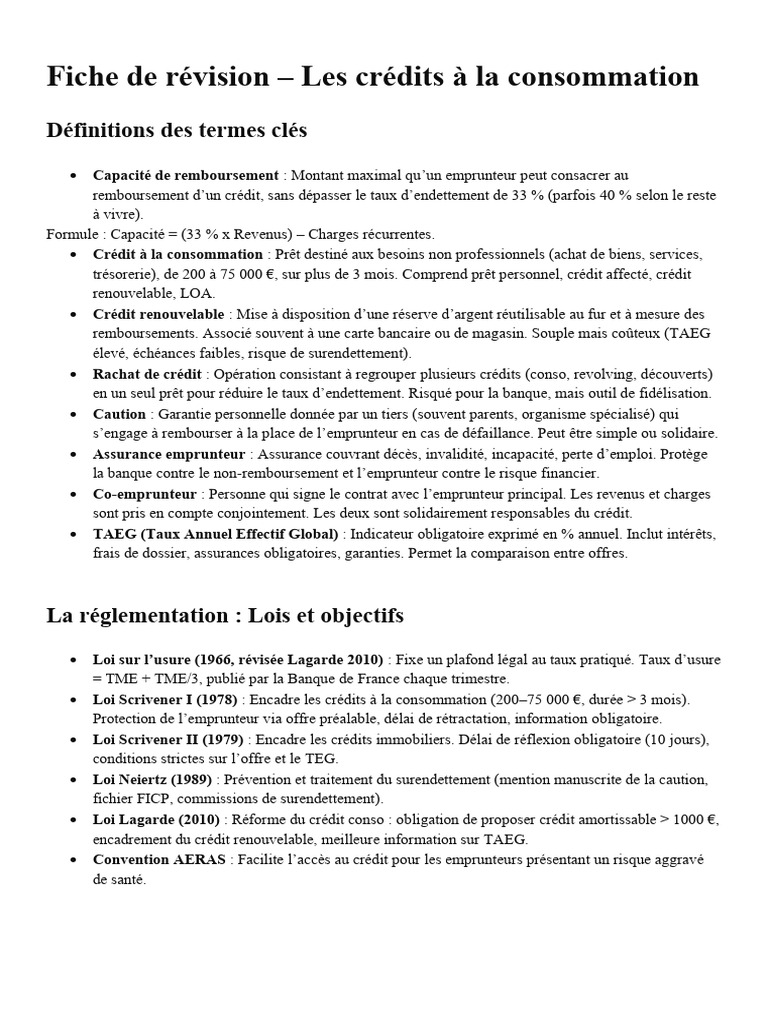 Crédits à la consommation : Guide complet | PDF | Crédit | Finance et ...