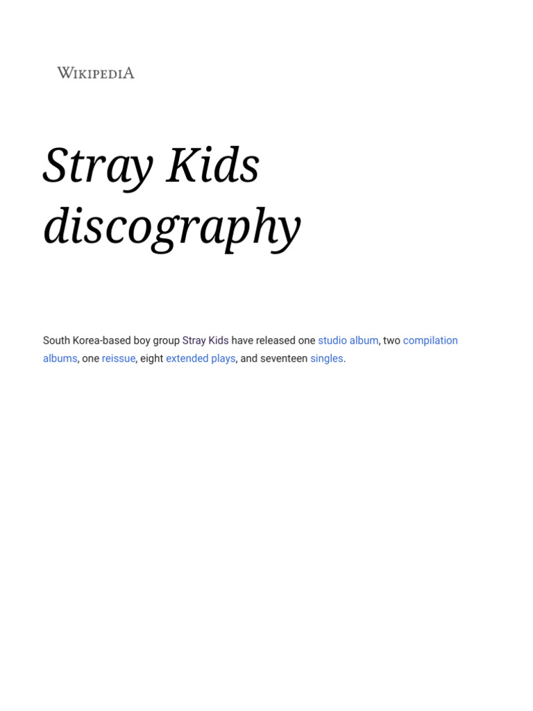 Stray Kids Discography - Wikipedia | PDF | Sound Recording | Recorded Music