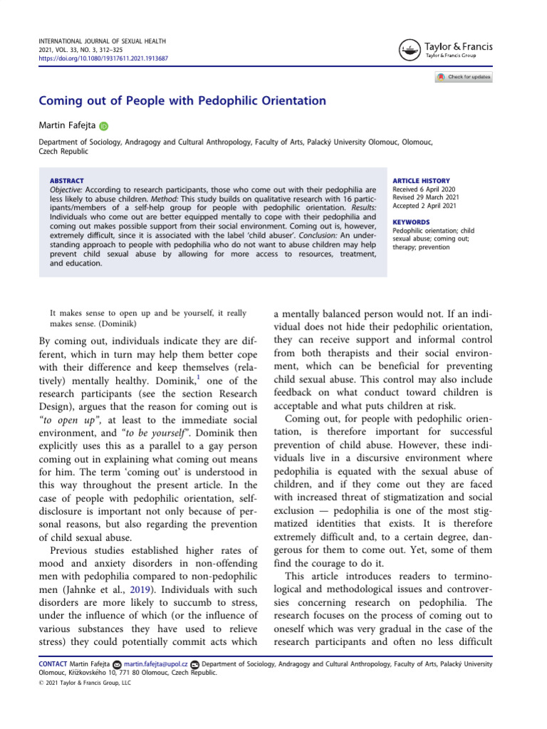 Coming Out of People With Pedophilic Orientation | PDF | Pedophilia ...