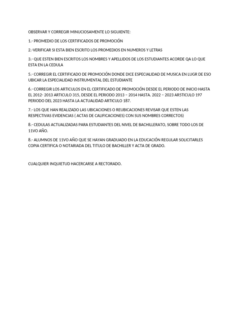 Observar y Corregir Minuciosamente Lo Siguiente | PDF