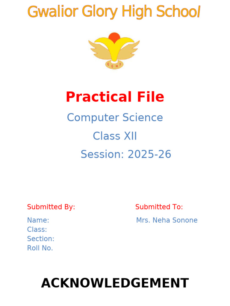 XII Practical File 2025-26 | PDF | Software Engineering | Computer Science