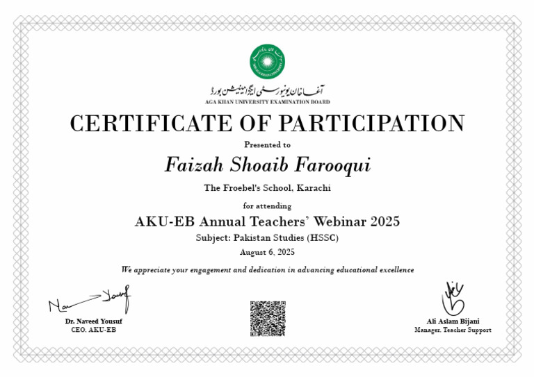 Certificate of Participation - AKU-EB Webinar | PDF