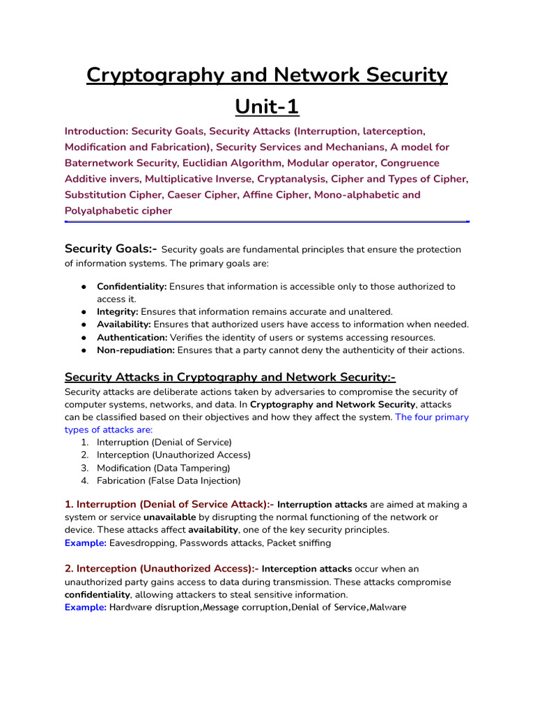 Cryptography Security Goals and Attacks | PDF | Cipher | Cryptanalysis