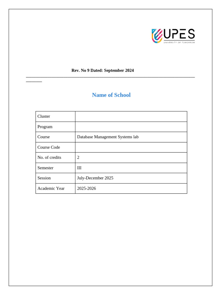 CoursePlan DBMS Lab | PDF | Database Index | Pl/Sql