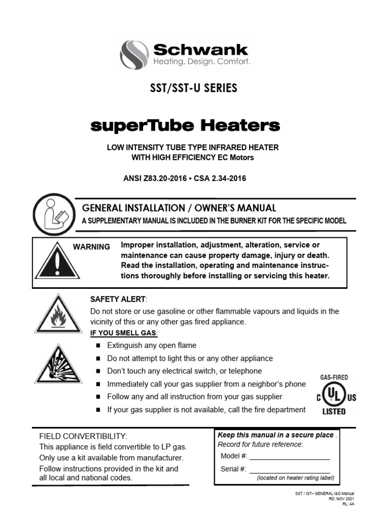 Schwank SST General Supertube Heater Series Io Manual | PDF ...