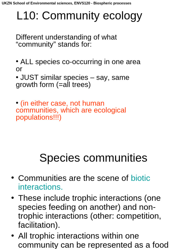 Community Ecology and Species Interactions | PDF | Food Web | Parasitism