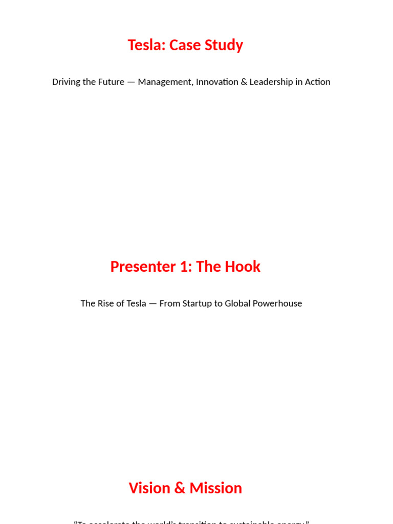 Tesla Case Study Management Presentation | PDF