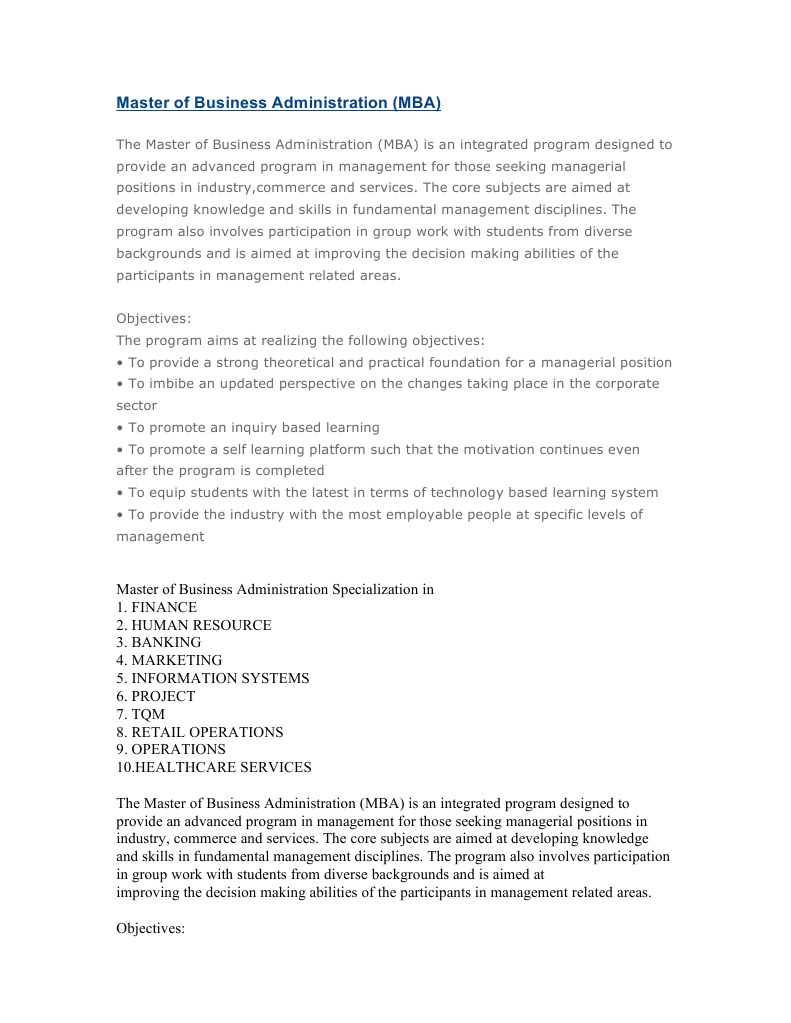 Master Of Business Administration Smu Pdf Master Of Business
