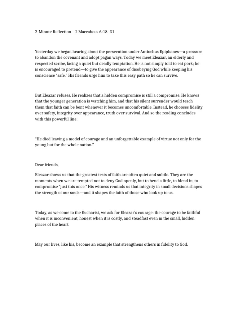2 Minute Reflection Eleazar | PDF