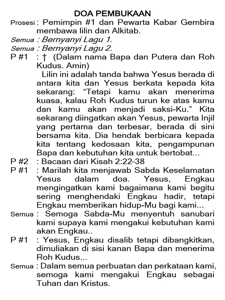 Doa Pembukaan dan Penutupan Ibadah | PDF