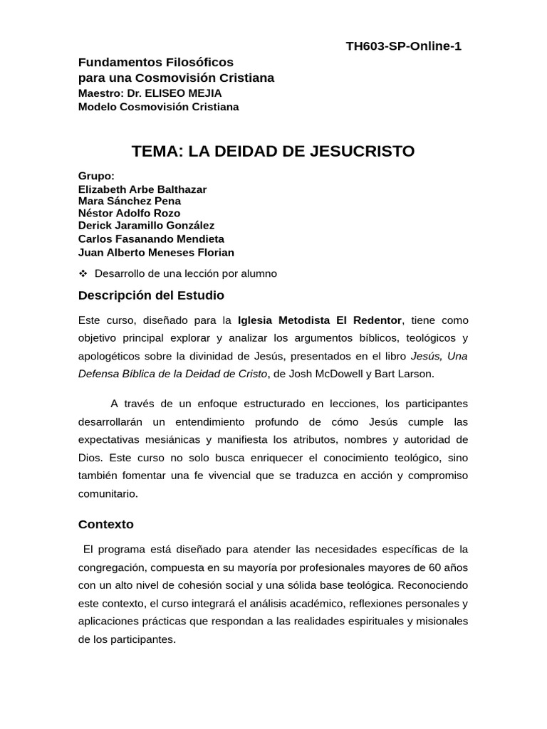 Deidad de Cristo: Fundamentos Teológicos | PDF | Jesús | Cristo (título)