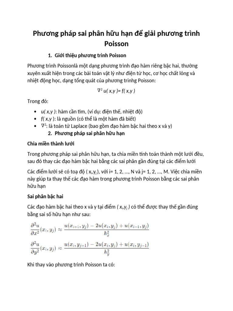 Phương Pháp Sai Phân Hữu Hạn Để Giải Phương Trình Poisson (1) | PDF