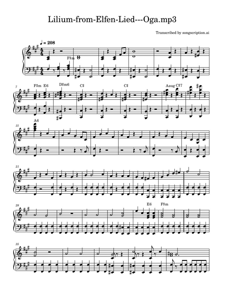 Lilium from Elfen Lied MP3 Download | PDF