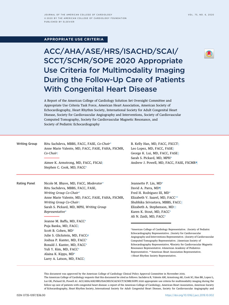 2020 AUC for Congenital Heart Imaging | PDF | Medical Imaging | Cardiology