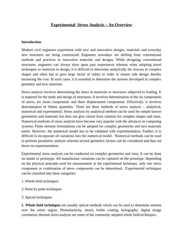 Overview of Experimental Stress Analysis | PDF | Interferometry ...