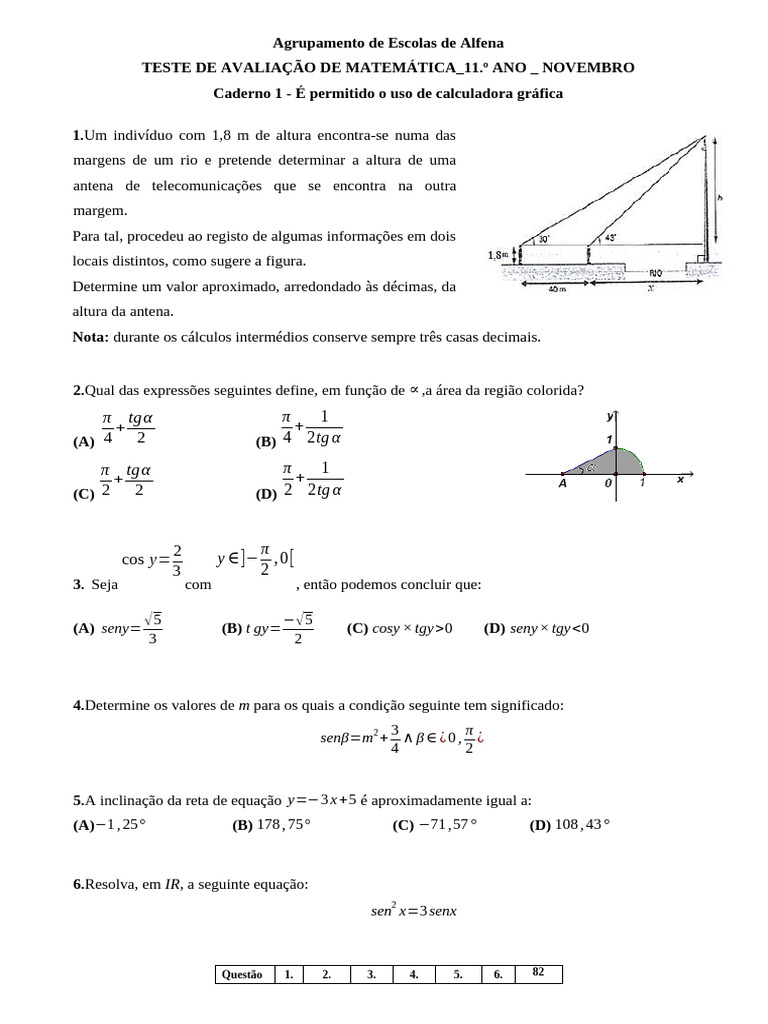 Mat_11A_T2_P1 | PDF | Matemática | Analise matemática