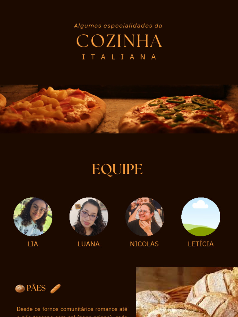 Dark Brown and Orange Italian Food Presentation | PDF | Fruto do mar | Pães