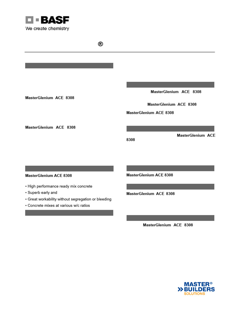 MasterGlenium ACE 8308 Superplasticiser | PDF | Concrete | Building ...