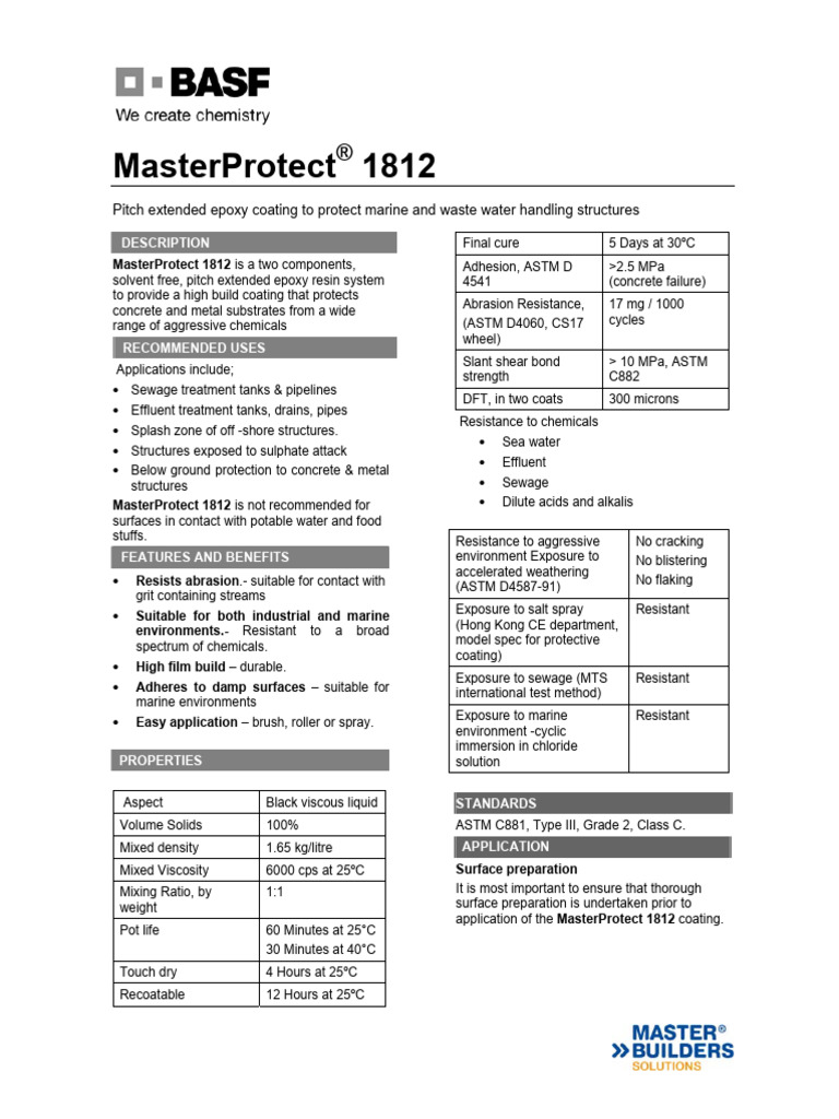 MasterProtect 1812: Marine Epoxy Coating | PDF | Concrete | Coating