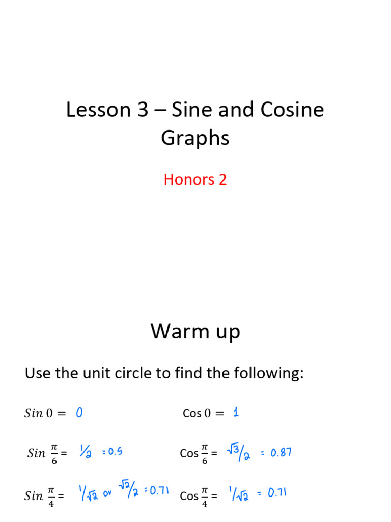 Sine and Cosine Graphs Class Notes For High School | PDF | Mathematical ...