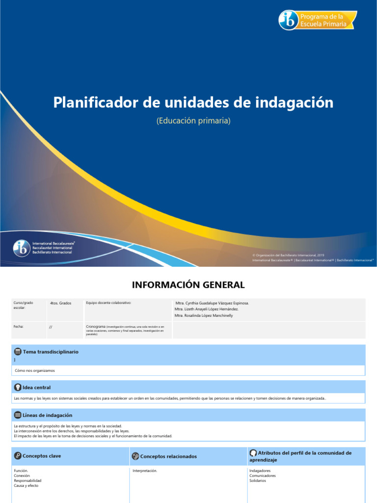 Planificador de Indagación: Normas y Leyes | PDF | Aprendizaje ...