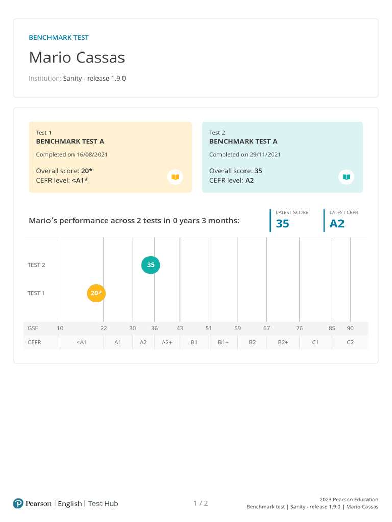 Benchmark Test - Sample Progress Report 2 | PDF