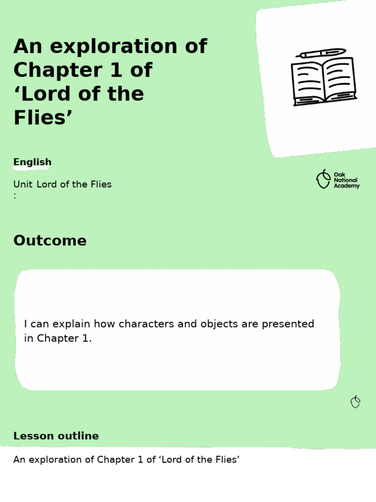 LESS YRMCQ S1710 An Exploration of Chapter 1 of Lord of The Flies Slide ...