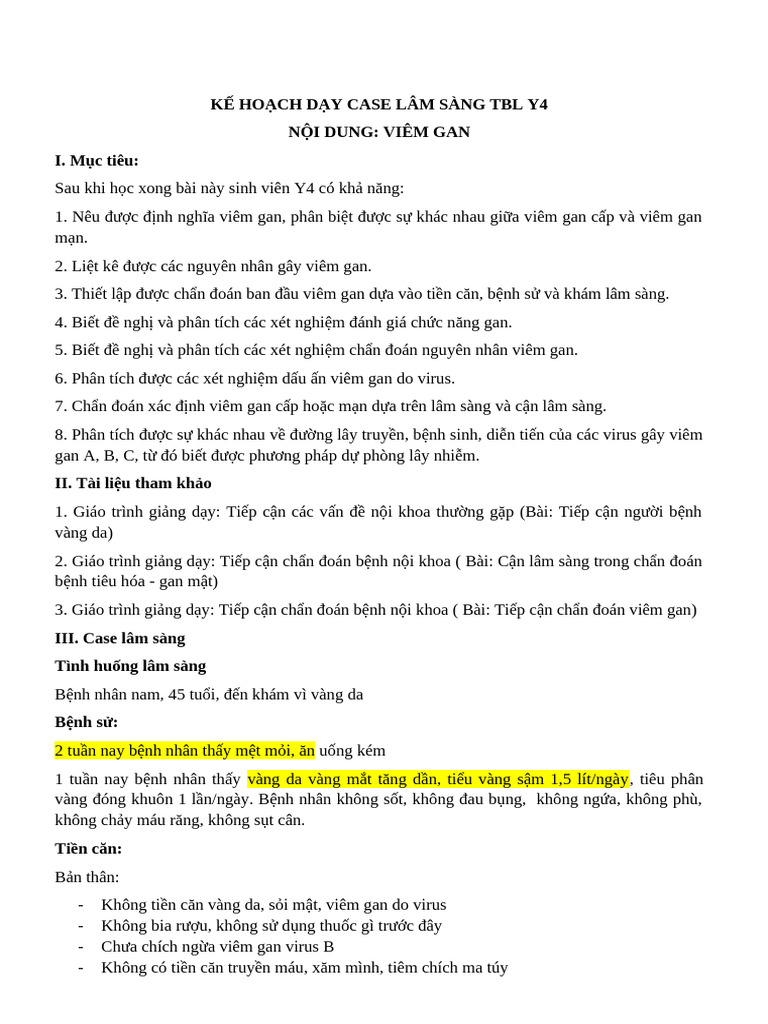 TBL Y4 - Viêm Gan | PDF