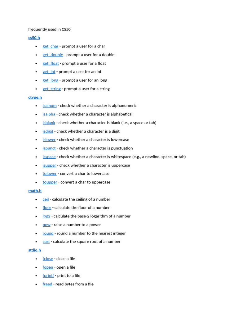 Frequently Used in CS50 | PDF