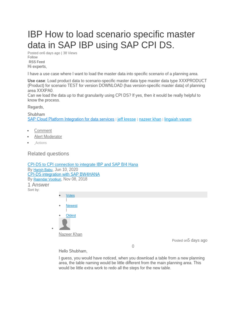 IBP How To Load Scenario Specific Master Data in SAP IBP Using SAP CPI ...