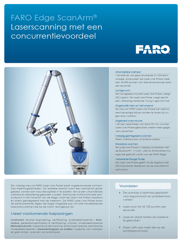 Faro Edge Scanarm - Tech Sheet - NL | PDF