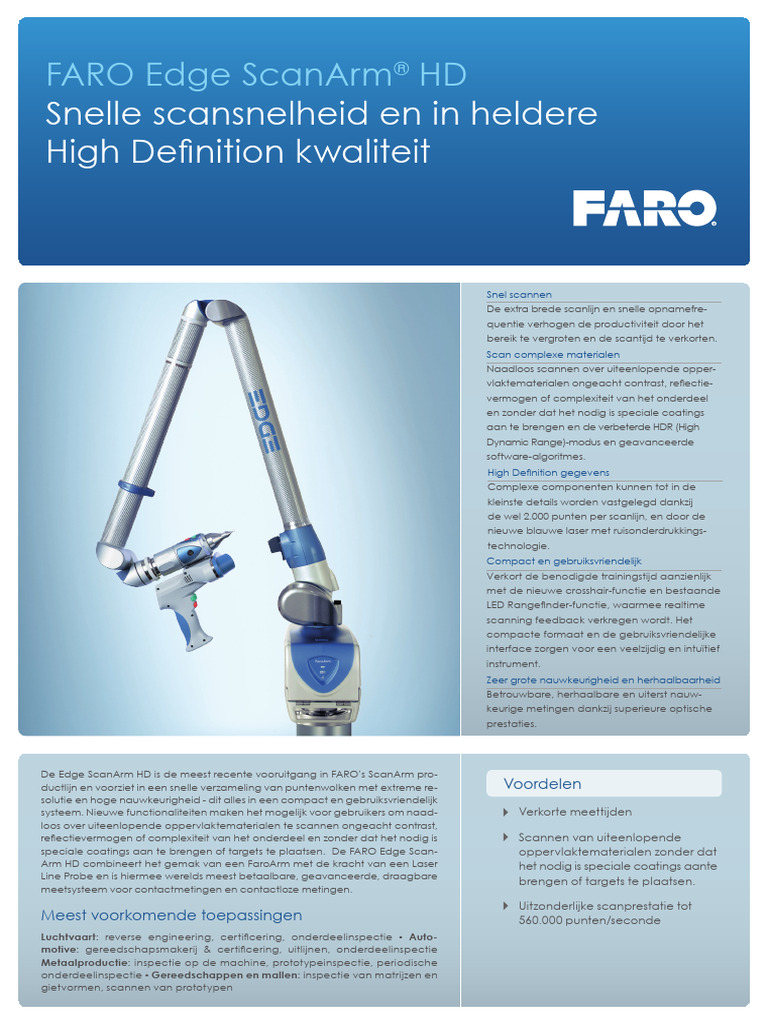 04ref201 535 NL - Faro Edge Scanarm HD Tech Sheet | PDF